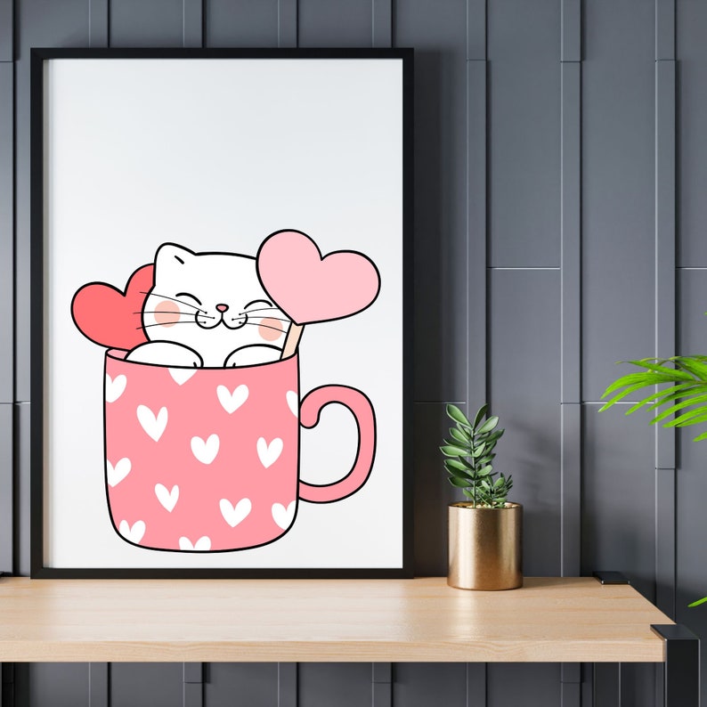 Valentine's Day Cat Svg , Valentine's Day Cat Clipart, Cat Lovers, Cute ...