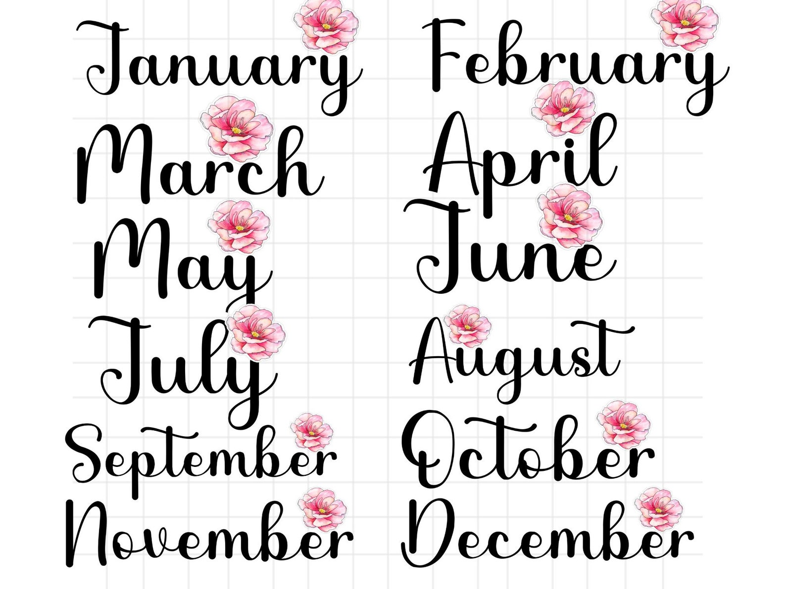 Months of the Year SVG Bundle\ Clipart Calendar\ SVG Calendar Months - Etsy