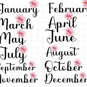 Months of the Year SVG Bundle\ Clipart Calendar\ SVG Calendar Months - Etsy