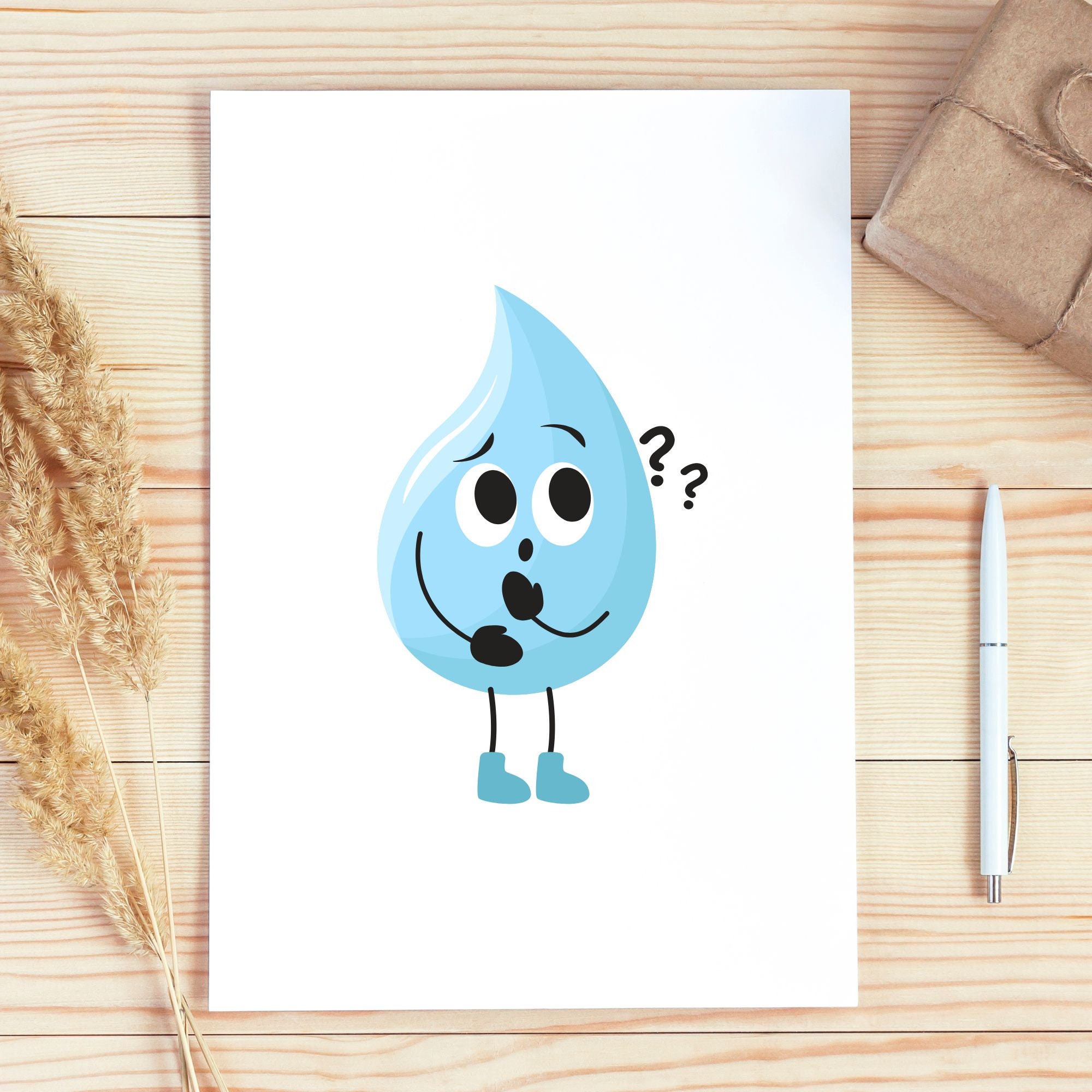 Blue Water Drop Cartoon Digital Clip Art Vector Graphic Illustrations ...