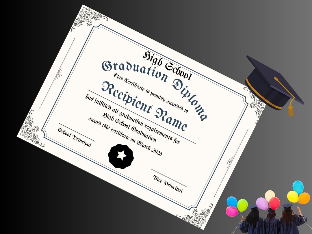 Printable Homeschool Diploma, Personalized Gift Graduation Diploma ...