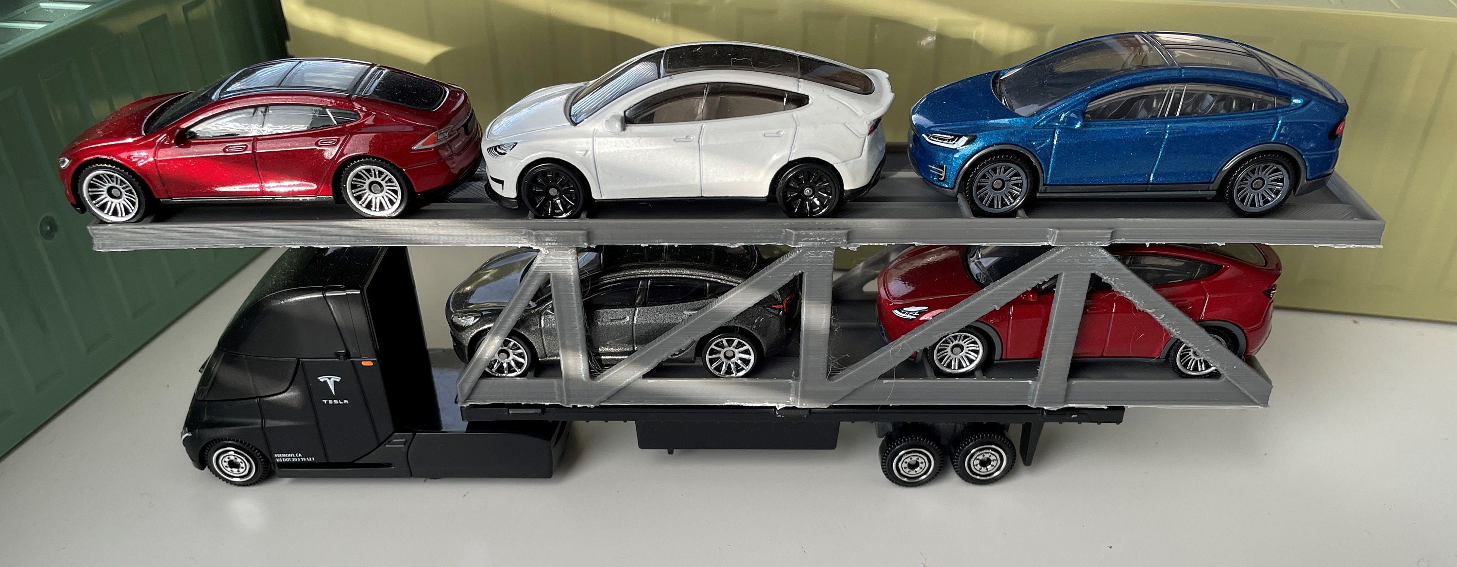 3D Print Add-on for 1/64 Matchbox Convoys Tesla Semi 5 Car Transport ...