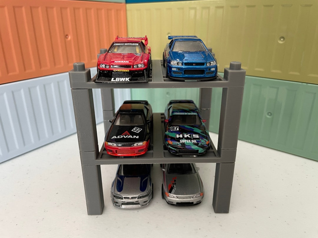 2x 3D Printed Dual Car Stackable Lifts for 1/64 Hot Wheels, Greenlight ...