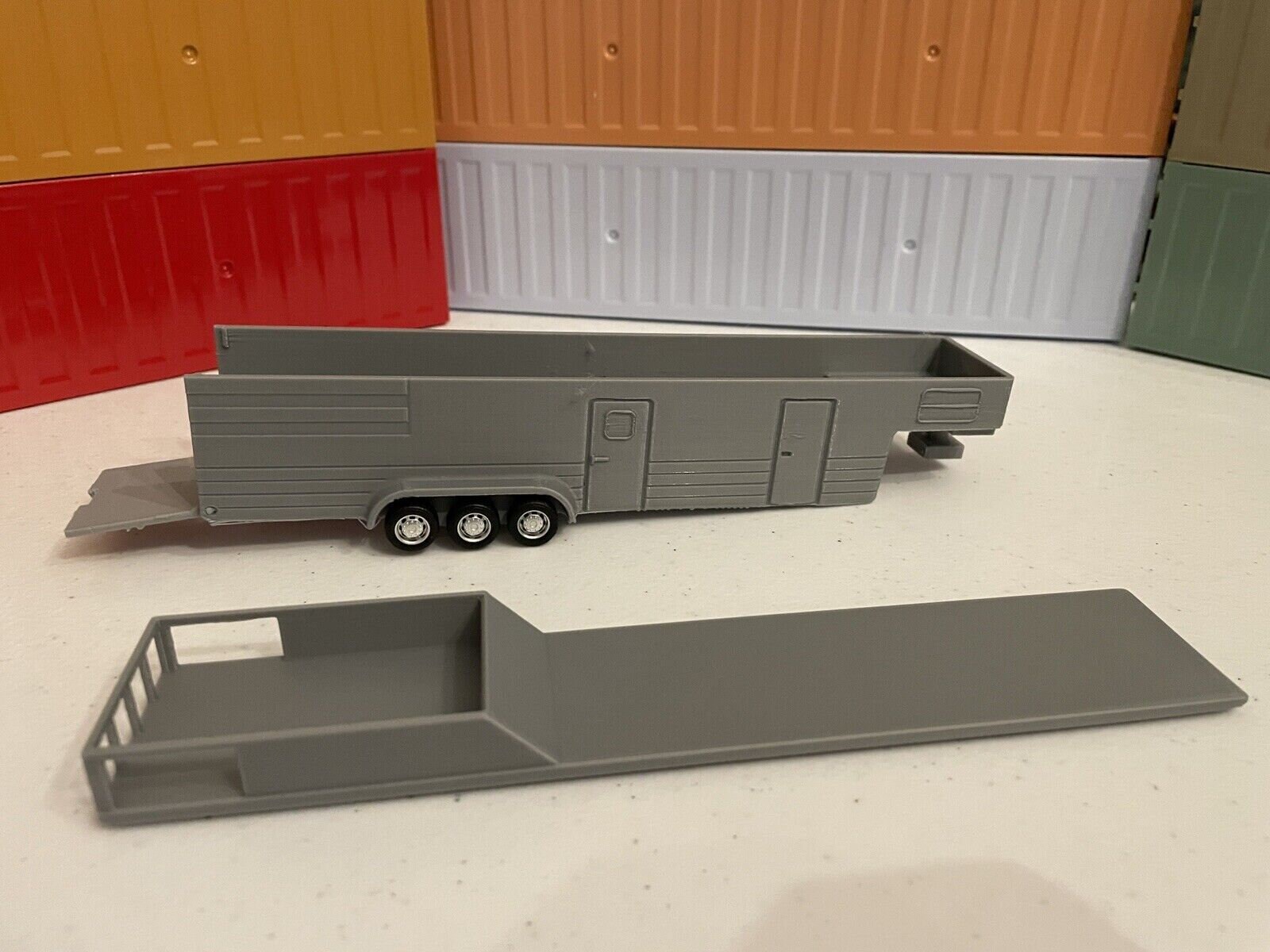 3D Print 1/64 Horse Hay Roof Rack Gooseneck Enclosed 36FT Car Trailer ...