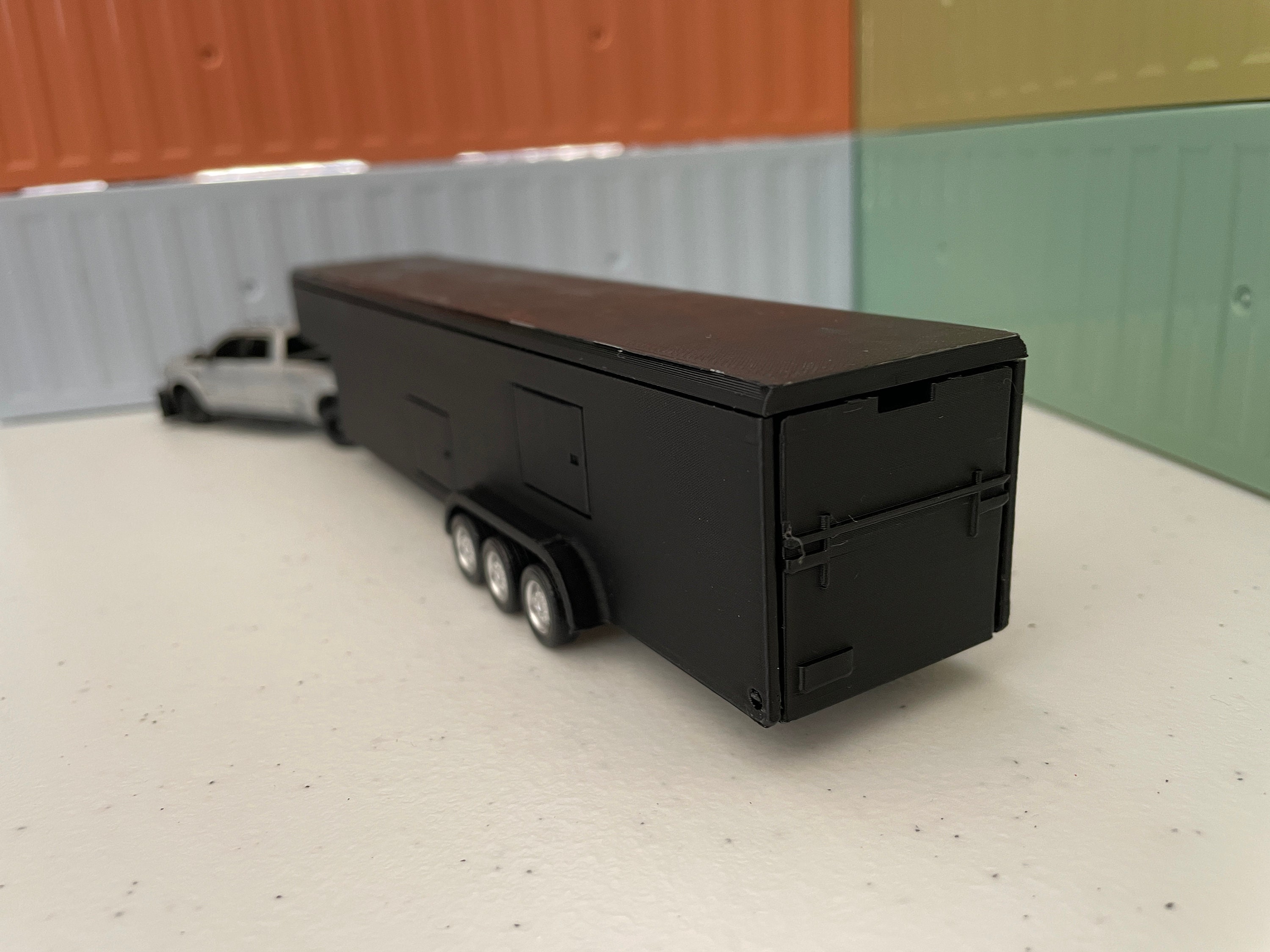3D Printed 1/64 Gooseneck Enclosed 36FT Race Car Trailer for Greenlight ...