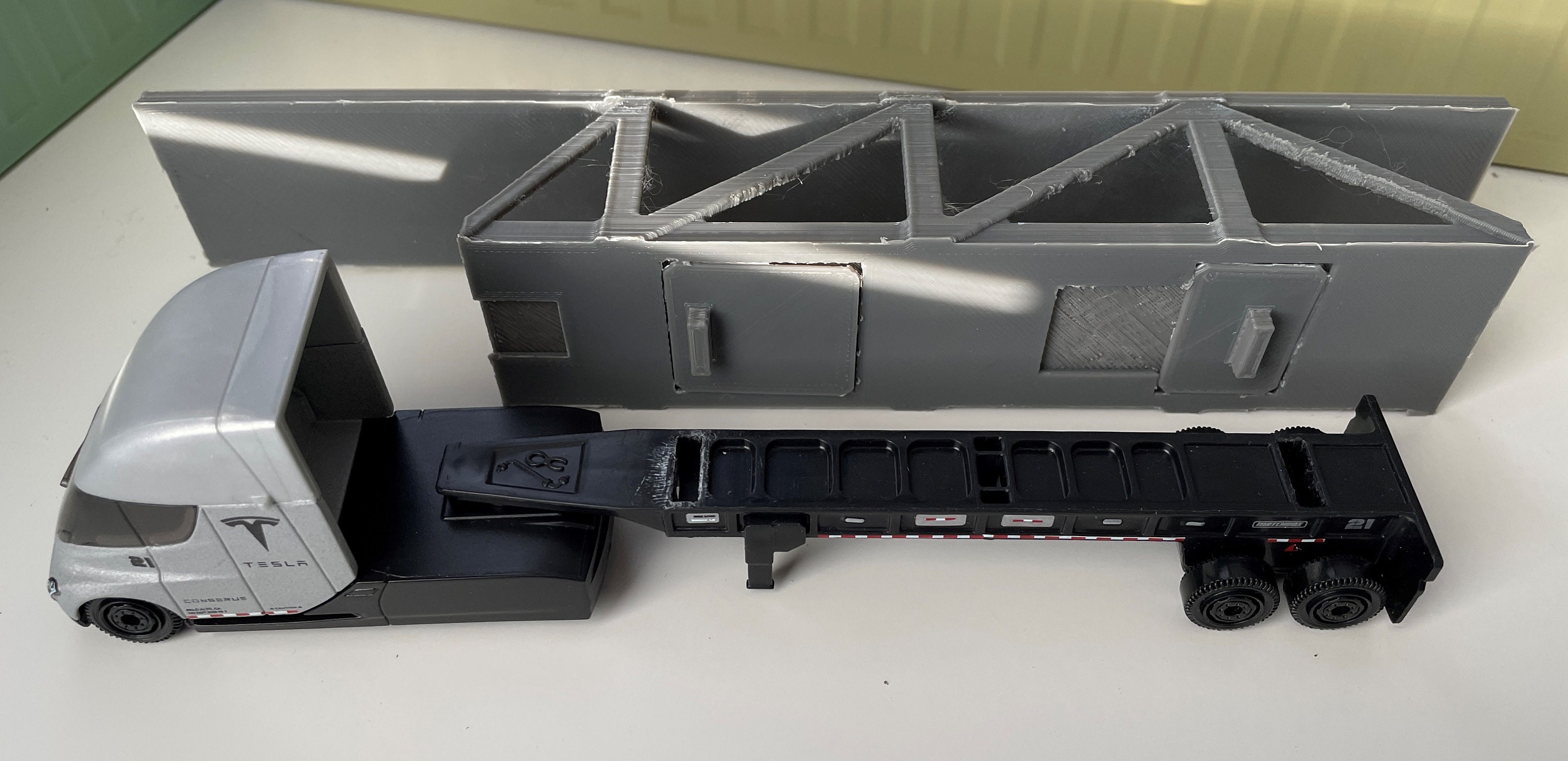 Custom Matchbox Convoys Tesla Semi WITH 3D Printed 5 Car Transport-car ...