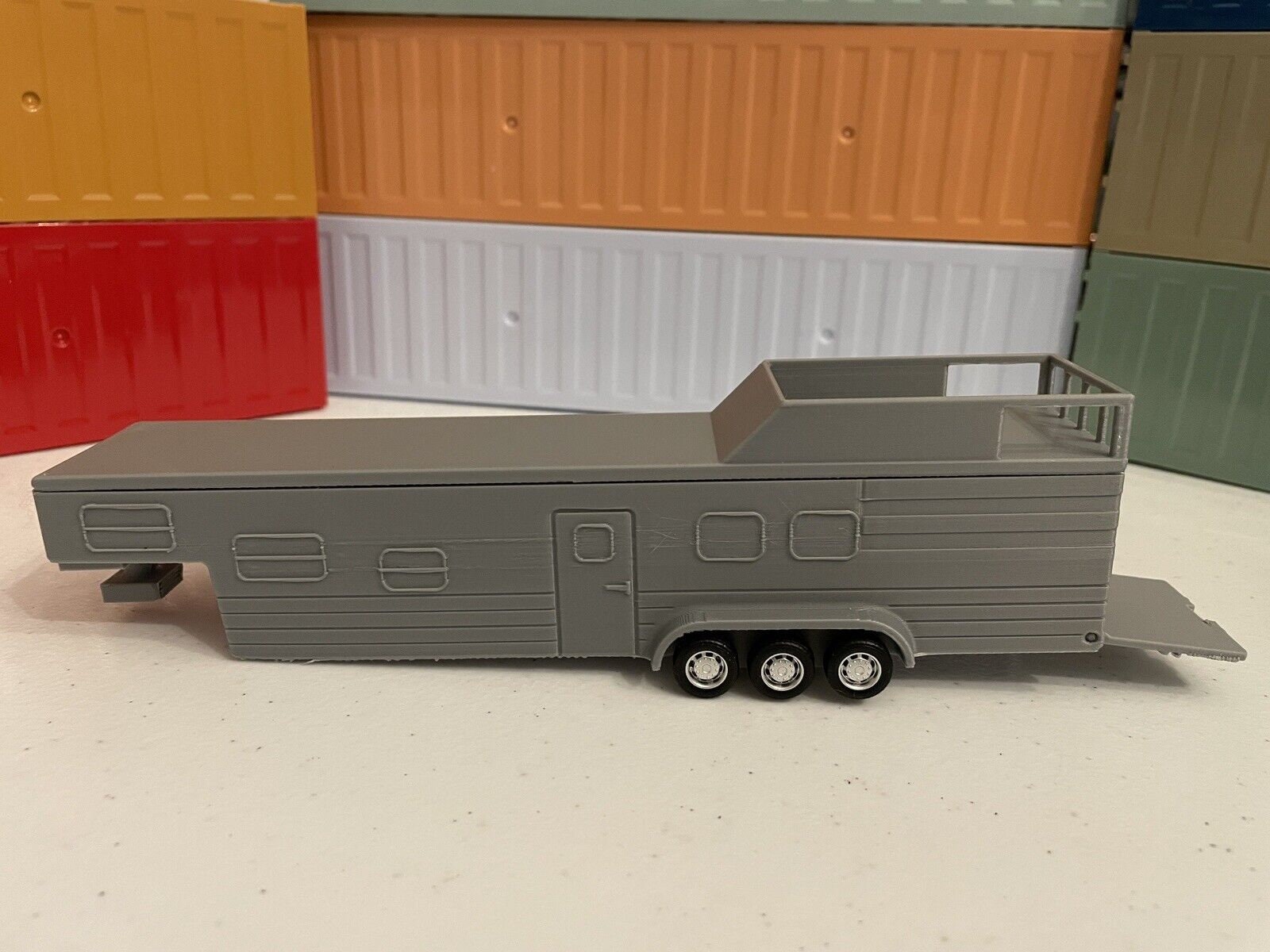3D Print 1/64 Horse Hay Roof Rack Gooseneck Enclosed 36FT Car Trailer ...