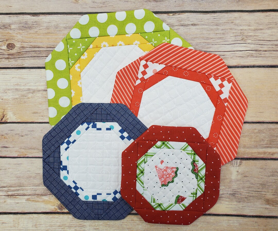 Pieced Octagon Mug Rug in the Hoop Machine Embroidery Design - Etsy