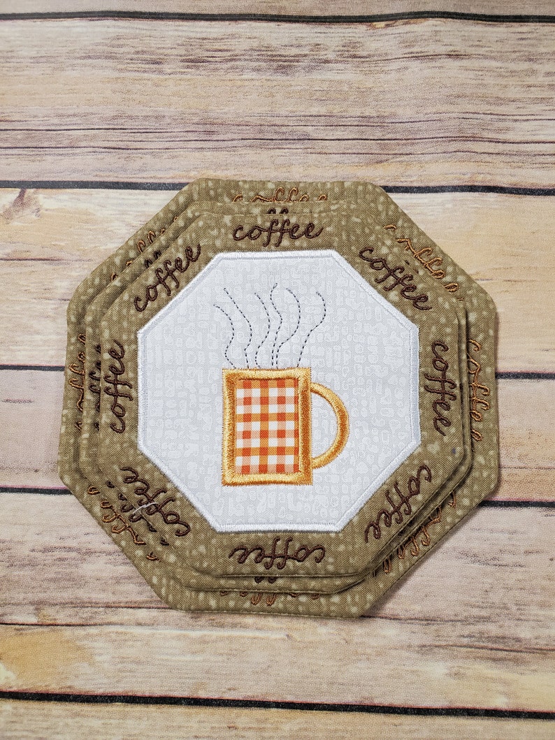 Coffee Mug Rug Machine Embroidery Design - Etsy