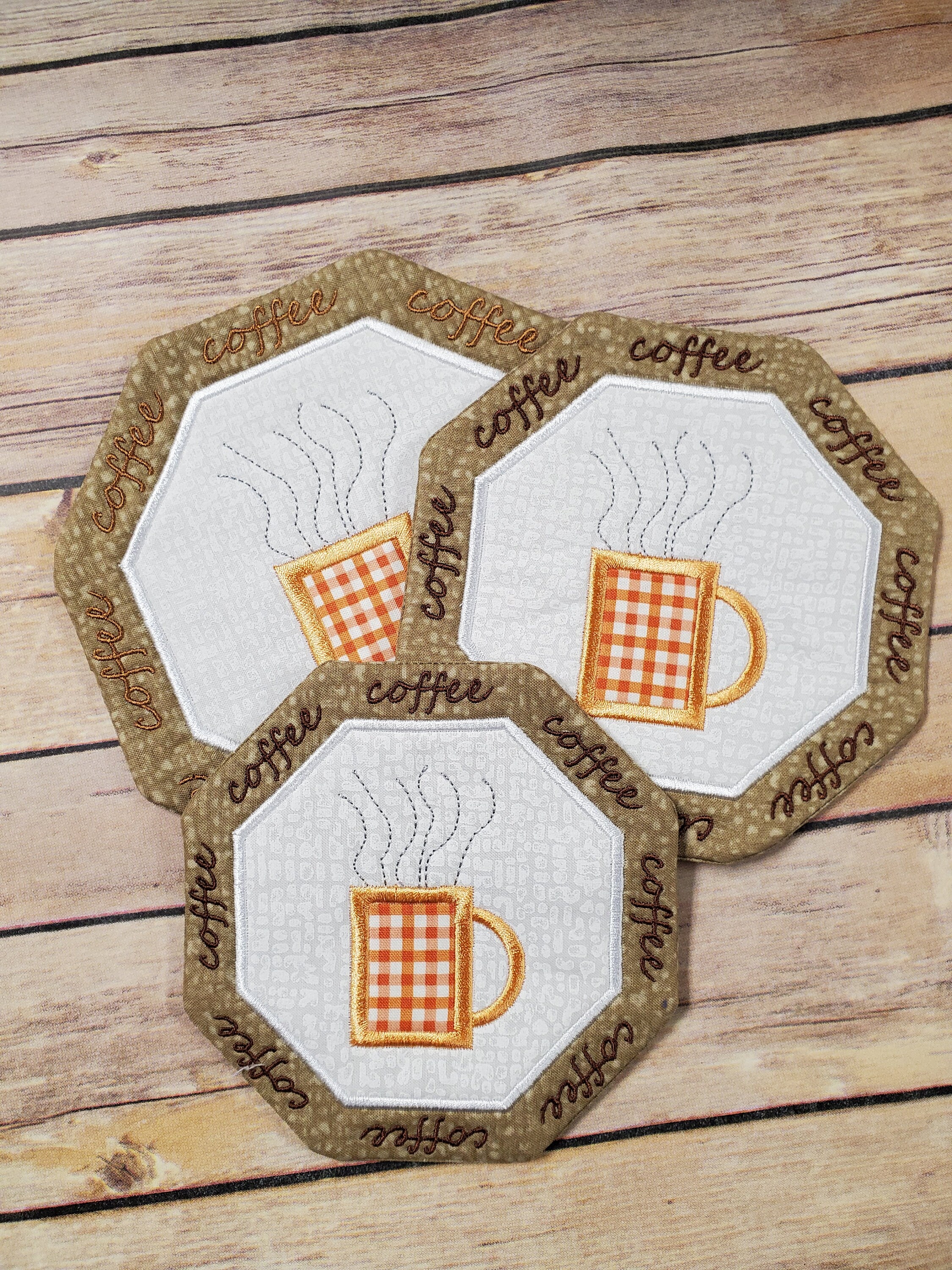 Coffee Mug Rug Machine Embroidery Design - Etsy