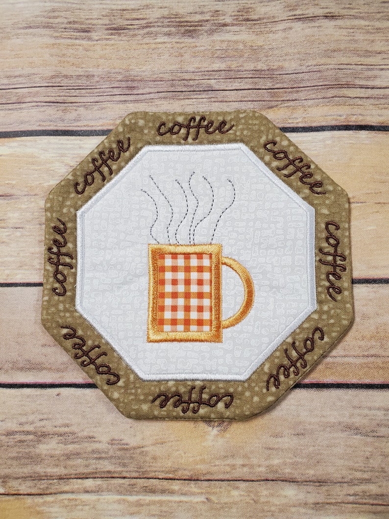 Coffee Mug Rug Machine Embroidery Design - Etsy