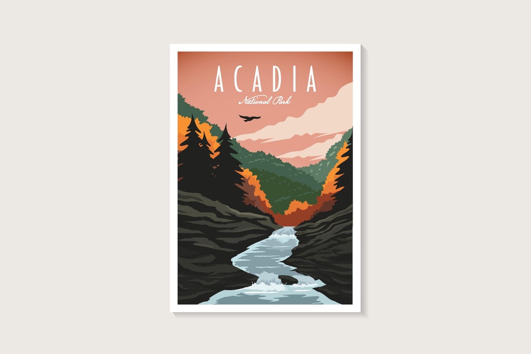Acadia National Park Poster, Acadia Travel Poster, Maine Wall Art ...
