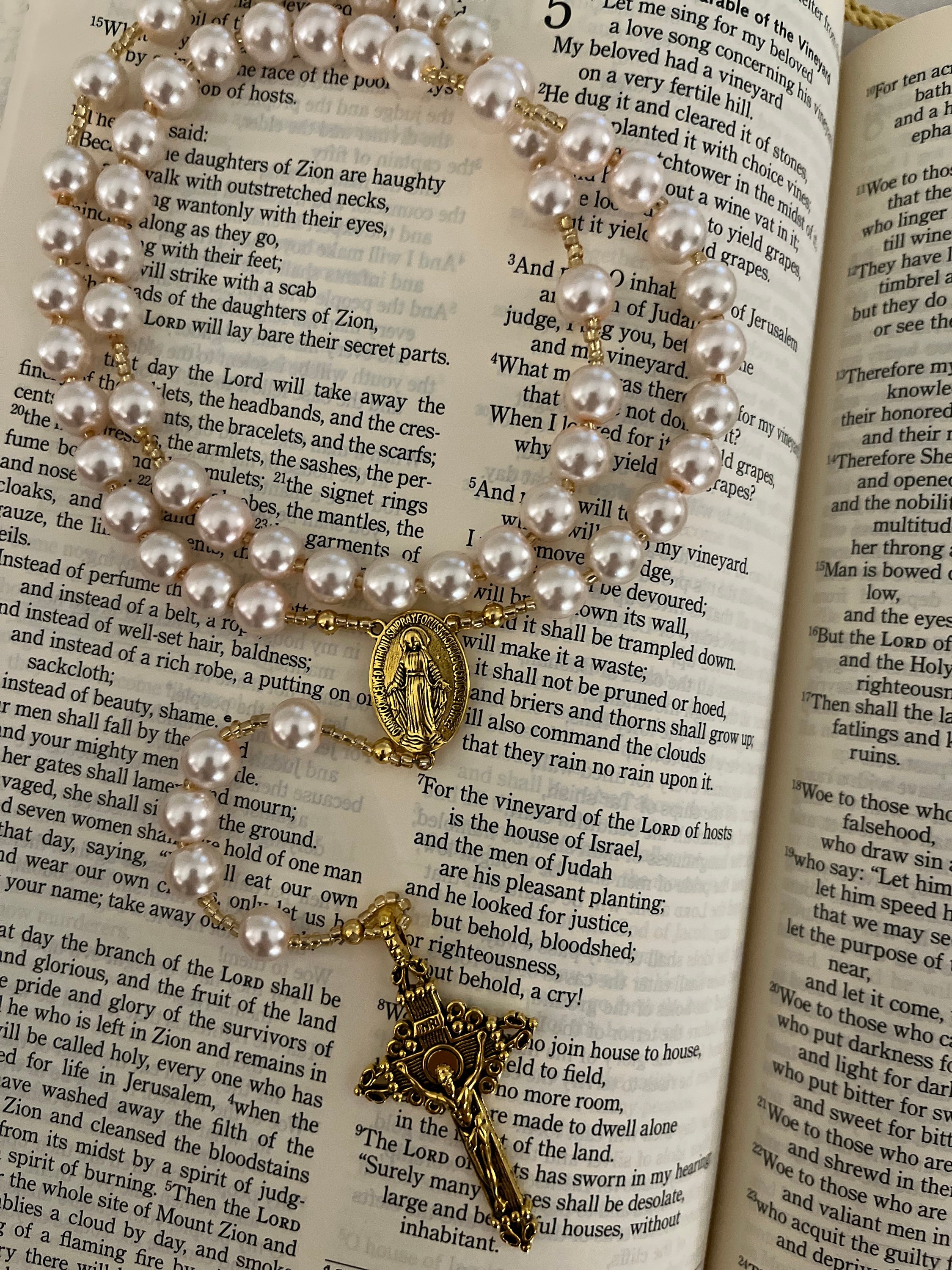 Handmade Pearl Rosary: Catholic Wedding, Baptism, Communion Gift ...