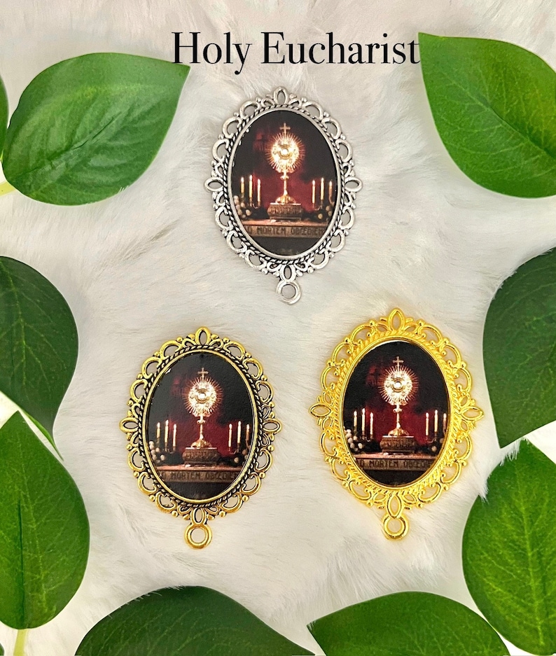 Holy Eucharist Rosary Centerpiece: Bright Gold, Antique Gold, or Silver ...