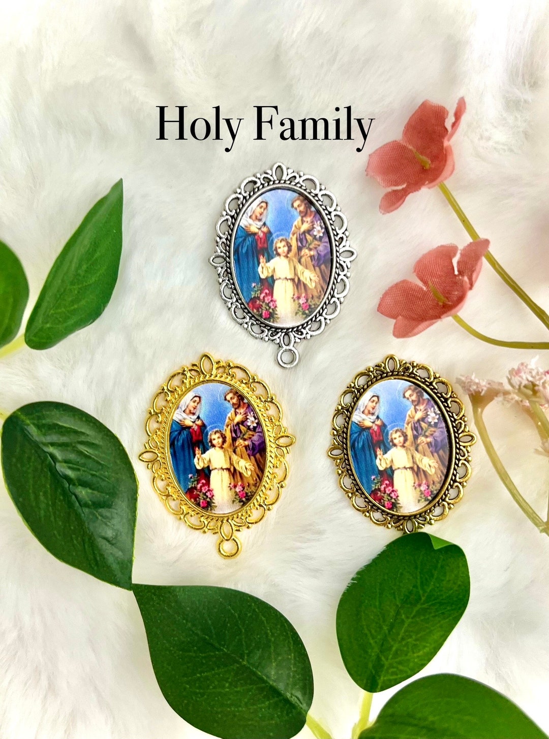 Holy Family Rosary Centerpiece: Bright Gold, Antique Gold, or Silver - Etsy