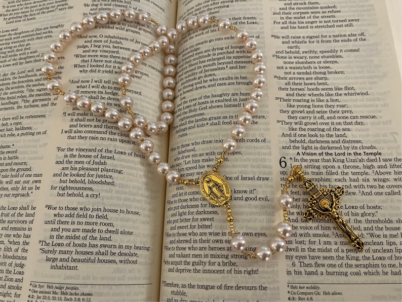 Handmade Pearl Rosary: Catholic Wedding, Baptism, Communion Gift ...