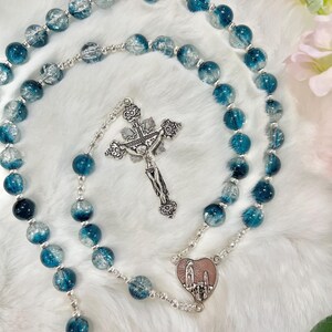 Our Lady of Fatima Rosary: Handmade Broken Glass Beads, Catholic Gift ...