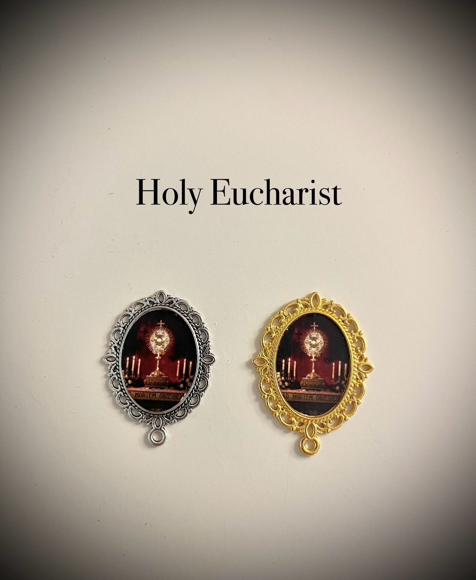 Holy Eucharist Rosary Centerpiece: Bright Gold, Antique Gold, or Silver ...
