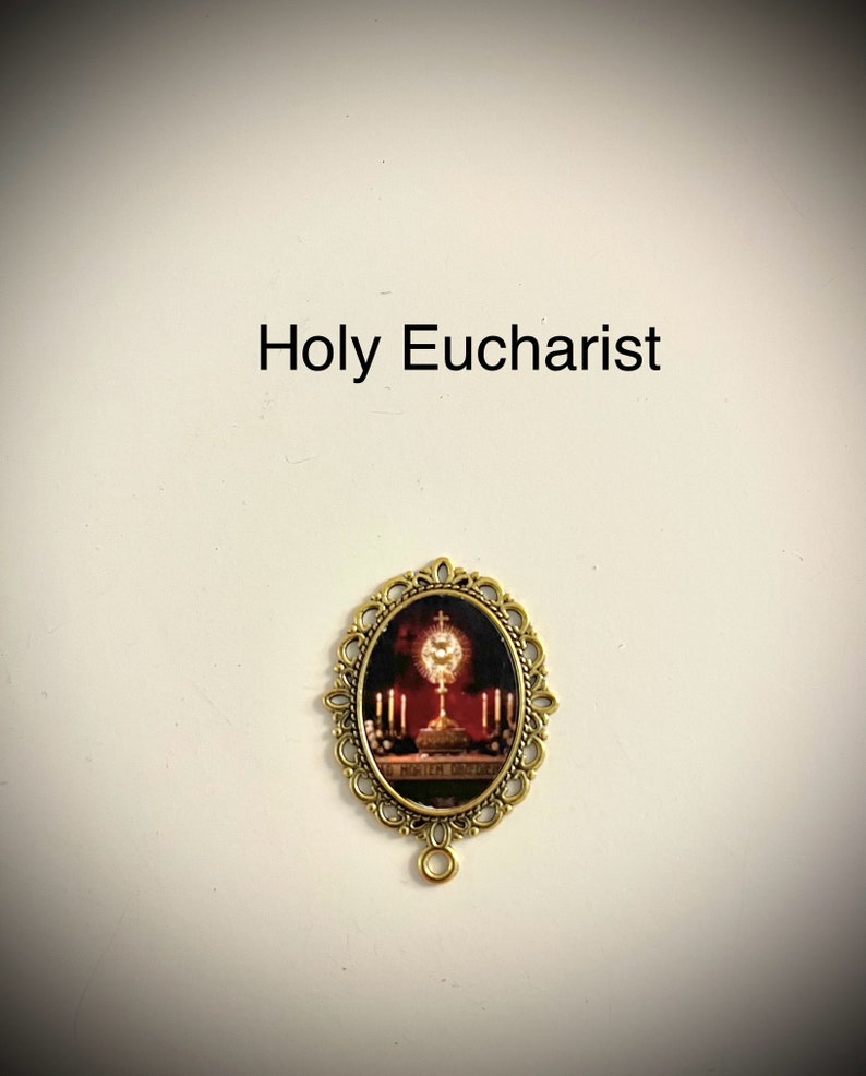 Holy Eucharist Rosary Centerpiece: Bright Gold, Antique Gold, or Silver ...