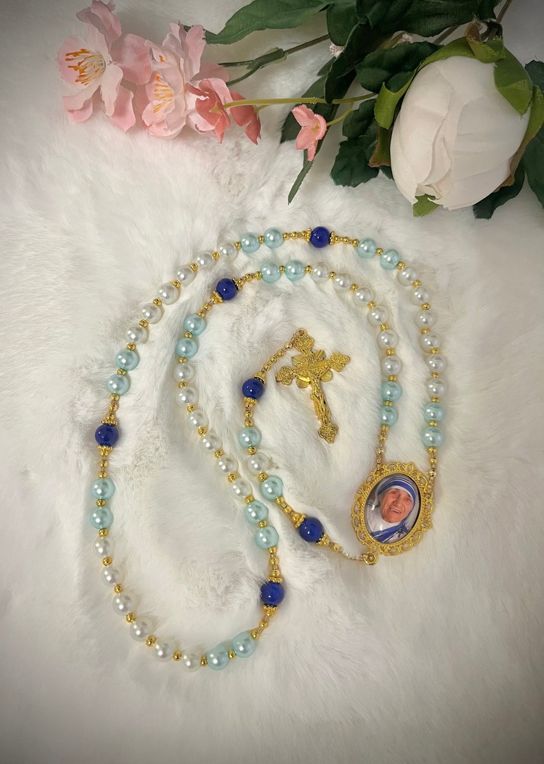 Custom Rosary Mother Teresa Rosary Personalized Handmade Pearls Luxury Rosary for Wedding ...