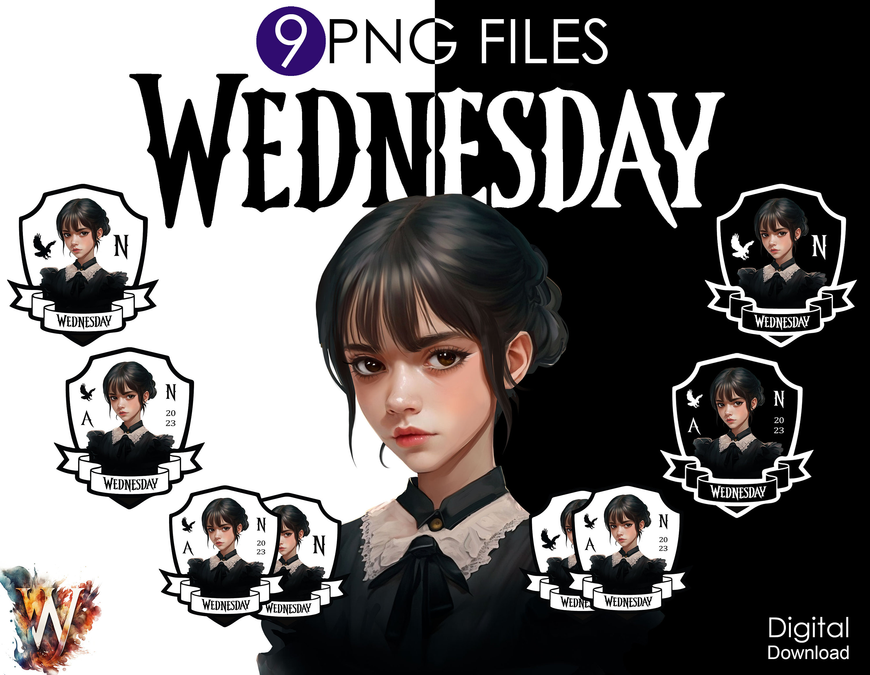 Fan Art Wednesday PNG Bundle, Parody Wednesday Sticker Png Wednesday ...