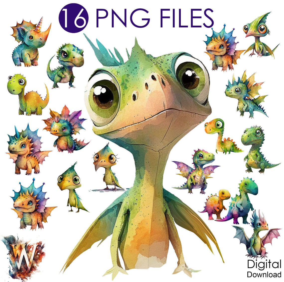 Dinosaurs Bundle PNG Dinosaur Watercolor Clipart Png - Etsy