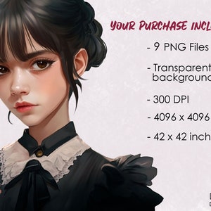 Fan Art Wednesday PNG Bundle, Parody Wednesday Sticker Png Wednesday ...