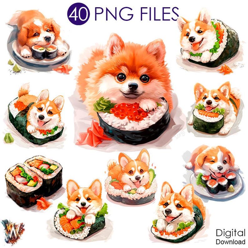 Dog Sushi Clipart, Japanese Food Png, Cute Dog Watercolor, Dog Png ...