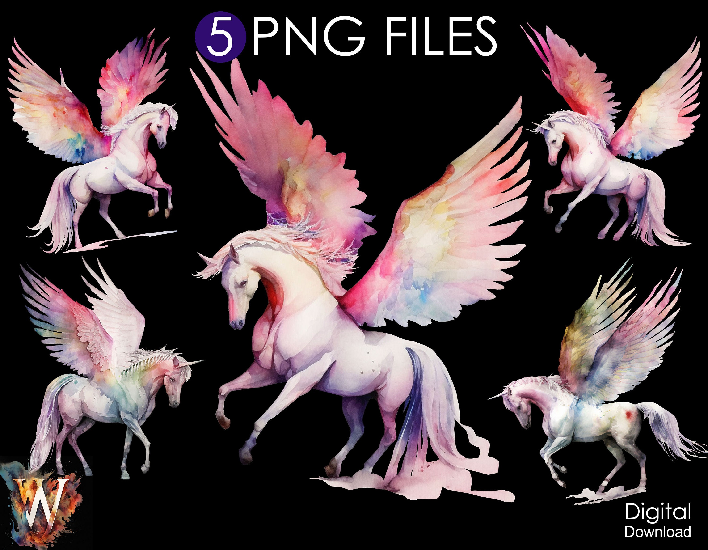 Pegasus PNG Watercolor Pegasus Clipart Horse Png Clipart - Etsy