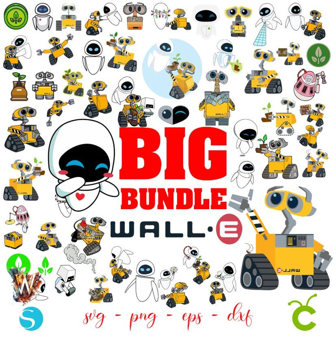 Wall-e Svg Bundle Svg, Wall-e and Eve Png, Wall-e Png, Wall-e Cricut ...