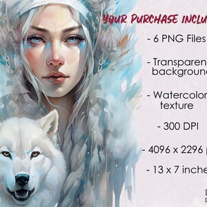 Wolf Art Snow Queen Png Watercolor Wolf Png Fantasy Art - Etsy