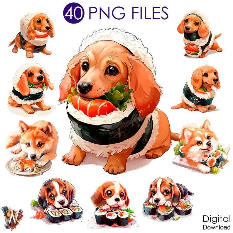 Dog Sushi Clipart, Japanese Food Png, Cute Dog Watercolor, Dog Png ...