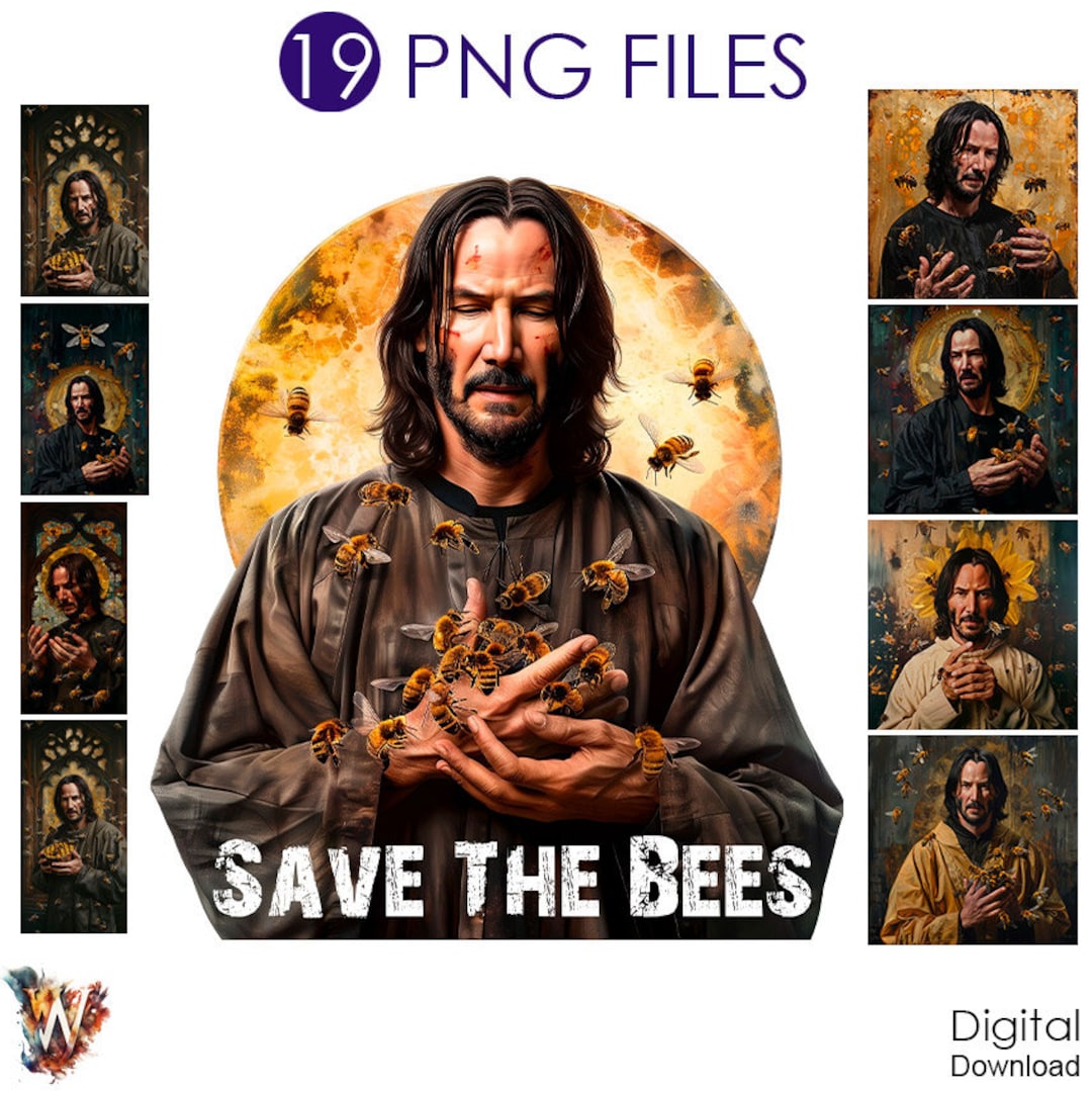 Save the Bees Png, John Wick and Bees Png, Keanu Christ Png, Keanu ...