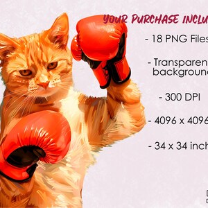 Boxing Cat Clipart, Boxer Cats PNG, Cat Watercolor Clipart, Cute Cat ...