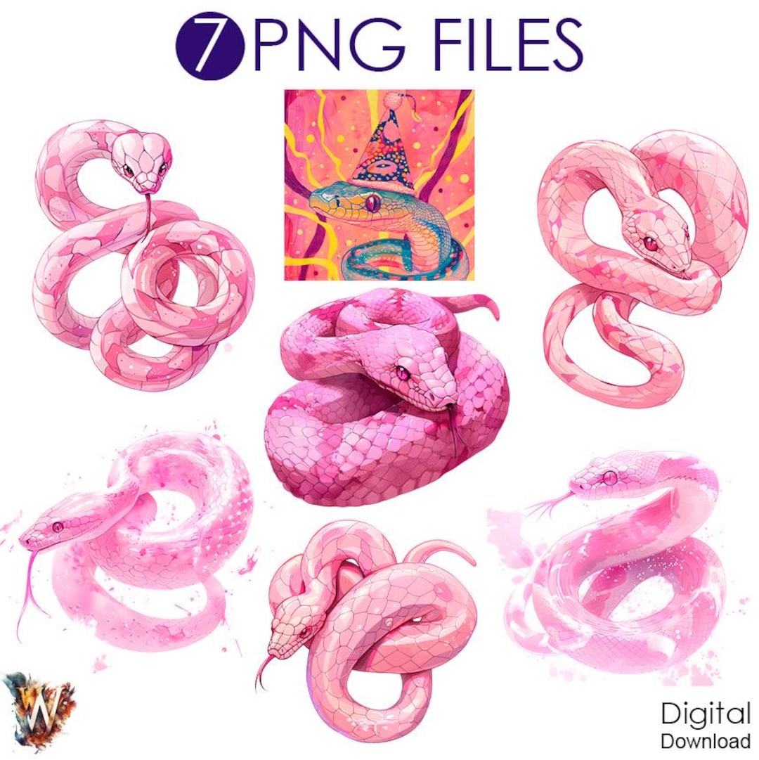 Snakes Bundle PNG, Snake Watercolor Clipart, Pink Snake Shirt Diy ...