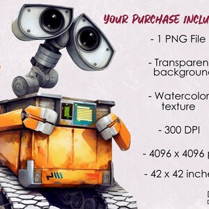 Wall-e PNG, Watercolor Wall-e Clipart Png, Fan Art Wall-e Shirt Diy ...