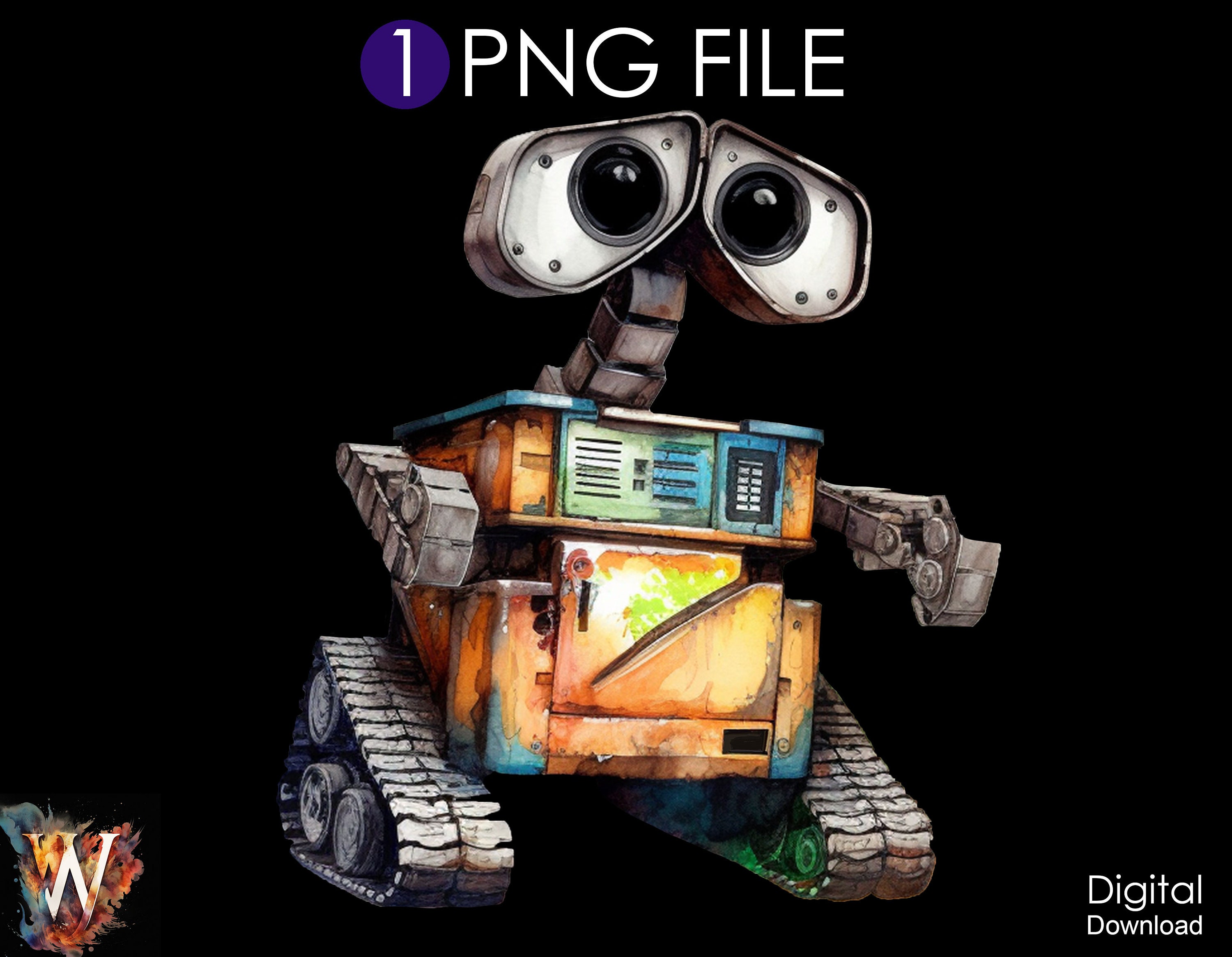 Wall-e PNG, Watercolor Wall-e Clipart Png, Wall-e Shirt Diy, Wall-e Sticker Png, Wall-e Print ...