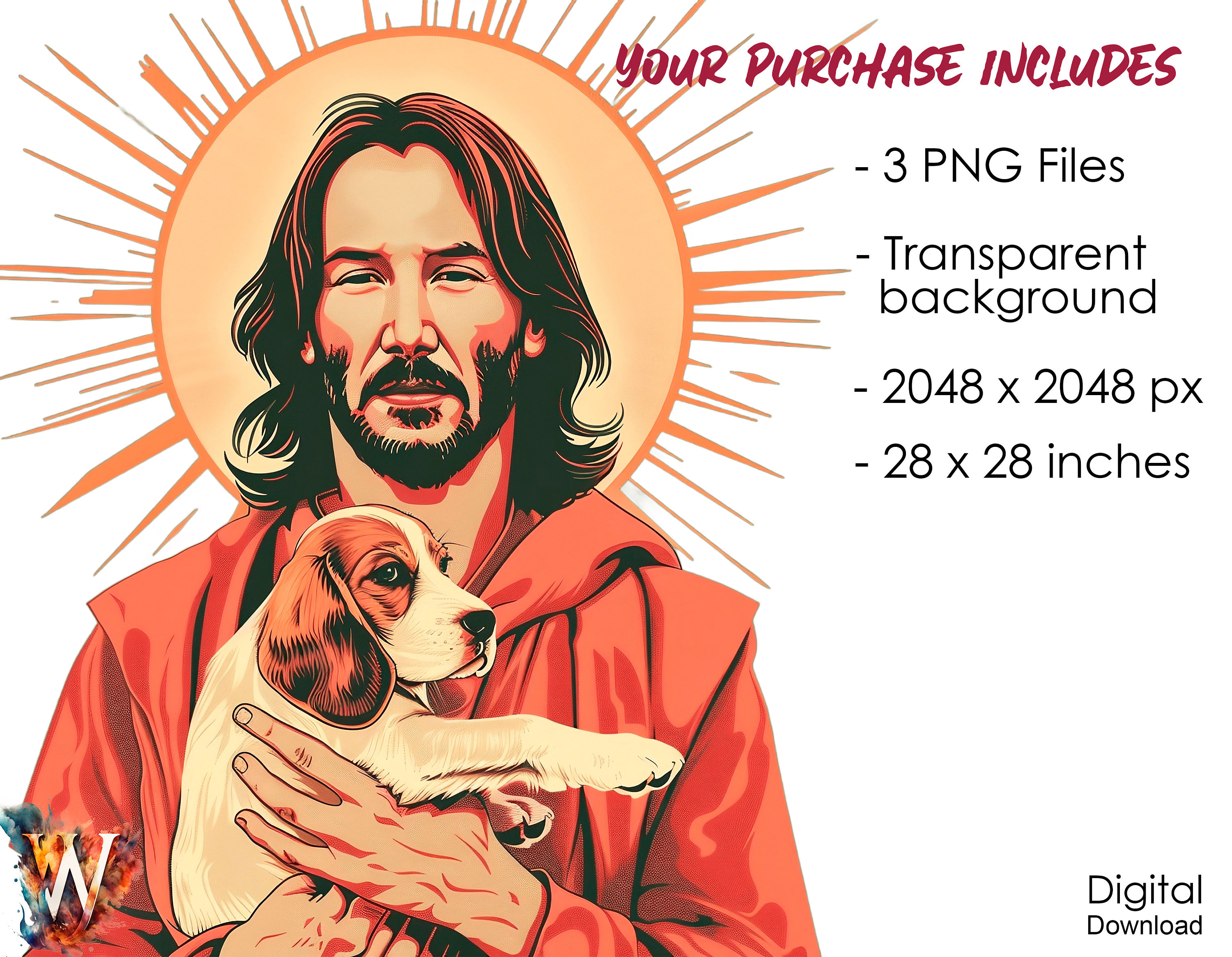 Keanu Christ Png, Keanu Saint, John Wick Png, Watercolor Fan Art John ...