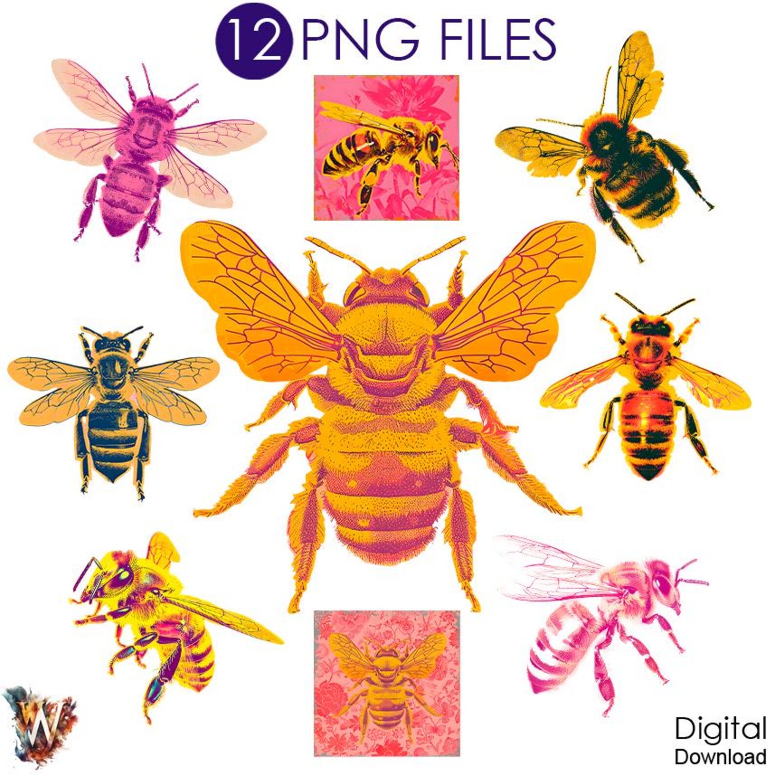 Bees Clipart, Honey Bee Clipart, Watercolor Bee Clip Art PNG, Cute Bee ...