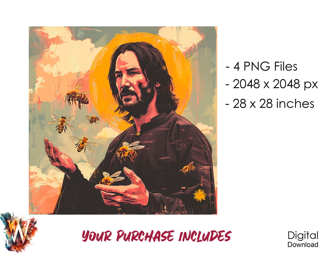 Save the Bees Png, John Wick and Bees Png, Keanu Christ Png, Keanu ...