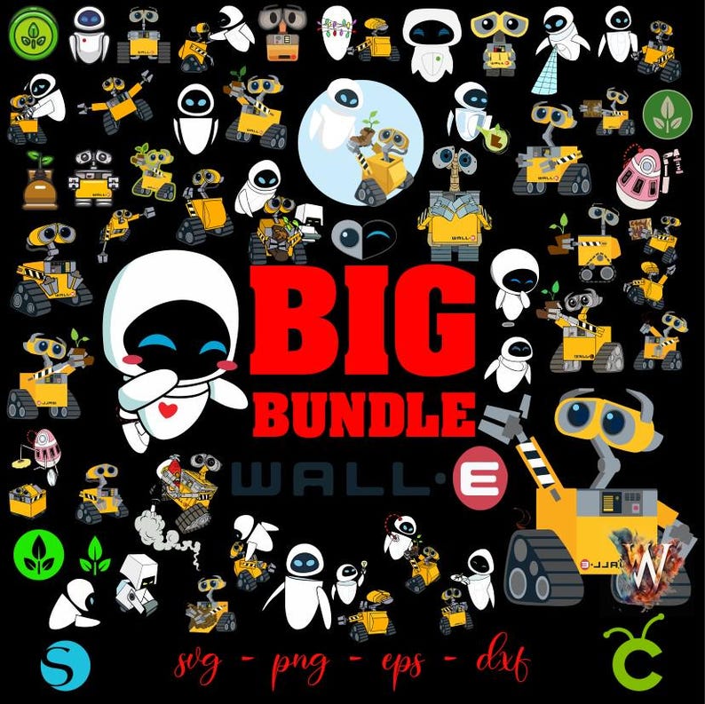 Wall-e Svg Bundle Svg, Wall-e and Eve Png, Wall-e Png, Wall-e Cricut ...