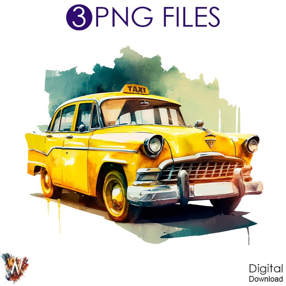 Yellow Taxi PNG, Watercolor Taxi Car, Car Watercolor Clipart, Car Taxi ...