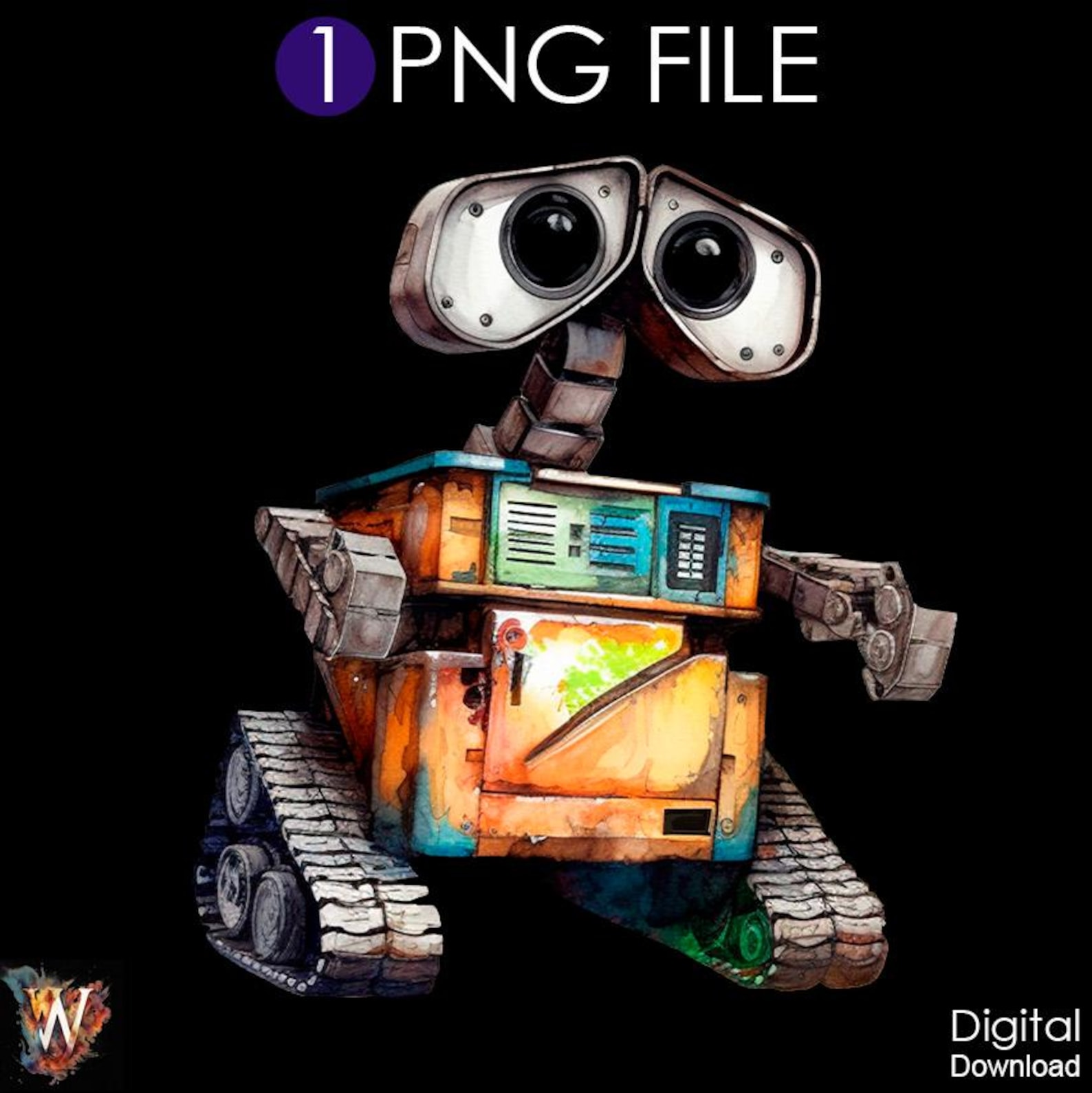 Wall-e PNG, Watercolor Wall-e Clipart Png, Wall-e Shirt Diy, Wall-e ...