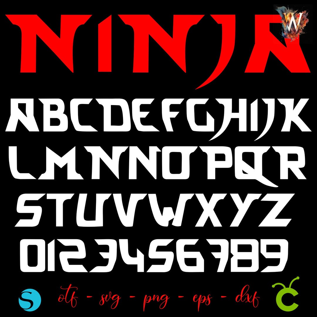 Ninja Font OTF, Ninja Letters SVG Cricut, Ninja Font Svg, Ninja ...