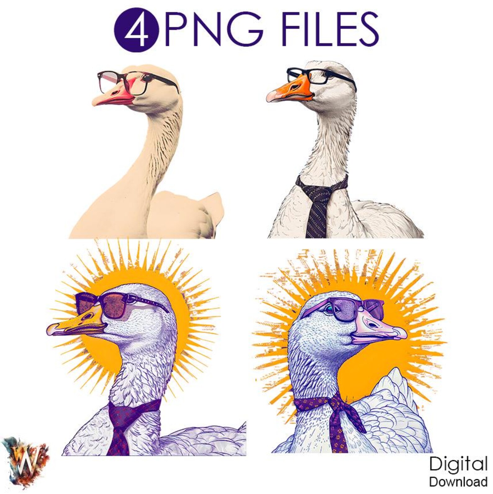 Goose Png, Goose Clipart, Goose in Glasses, Goose Watercolor ...