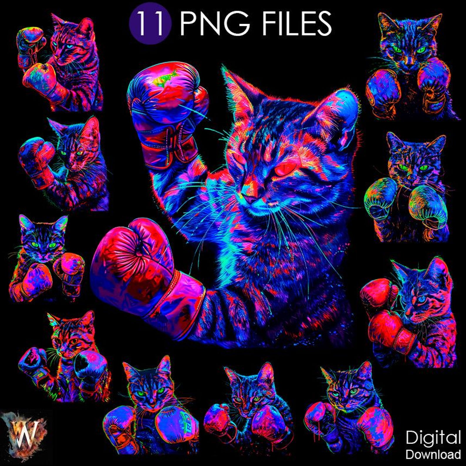 Boxer Cats PNG, Boxing Cat Clipart, Cat Watercolor Clipart, Cute Cat ...