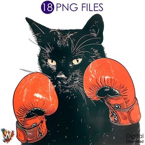 Boxing Cat Clipart, Boxer Cats PNG, Cat Watercolor Clipart, Cute Cat ...