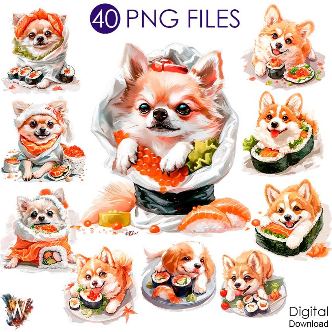 Dog Sushi Clipart, Japanese Food Png, Cute Dog Watercolor, Dog Png ...