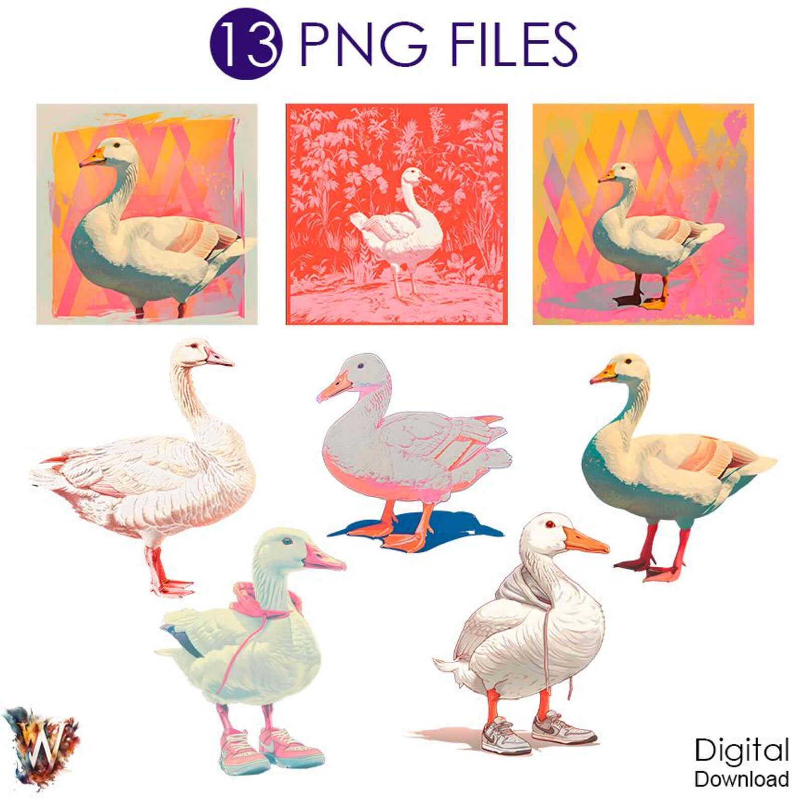 Cute Goose Poster, Silly Goose Wall Art, Goose Png, Goose Clipart ...