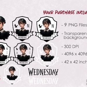 Fan Art Wednesday PNG Bundle, Parody Wednesday Sticker Png Wednesday ...